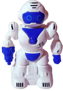 ROSE CART White and Blue colour toy friction robot pull front and back ...