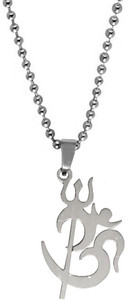 Shiv Jagdamba Religious Om Trishul Locket With Chain Sterling Silver ...