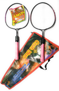 AST ChunMun Kids Badminton Racket set of 2 with Full cover Black, Pink ...