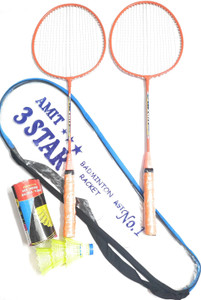 AST 3Star Badminton set of 2 racket with full cover and 3 Nylon ...