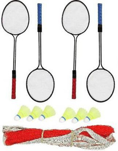COMPASS SPORTS Double Shaft Badminton Racket Pack Of 4 Piece With 6 ...