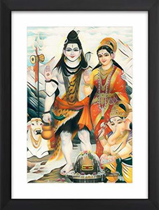 Lord Shiv Parvati Ganesh Poster Paper Print - Religious posters in ...