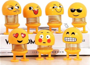MEOL Cute Emoji Bobble Head Smiley Spring Bounce Toys Emoticon Figure ...