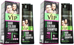 VIP Natural Hair Colour Shampoo BLACK, Each 180ml, Pack of 2 , Black ...