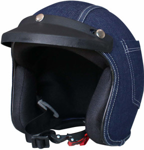 Habsolite Denim Open Face Helmet with Detachable Cap & Adjustable Strap ...