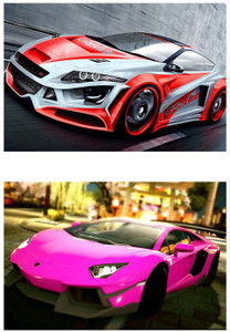 Sports Car Wall Sticker Combo Posters|Racing Car|Poster for Room ...