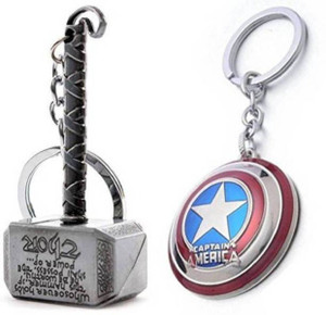 IBEX Combo Pack of Superhero Thor and Captain America Shield Keyring ...