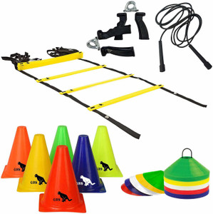 GRS Sports 6 Inch Cones Pack 6,10 Space Markers, 4 Meter Ladder, Pencil ...