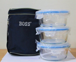 Flipkart.com | Big Boss Round Lunch Box 3 Containers Glass Office Lunch ...
