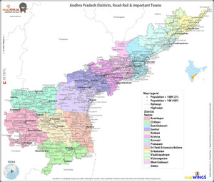 Durable Magnetic Paper Maps of Andhra Pradesh & Telangana (Set of 2 ...