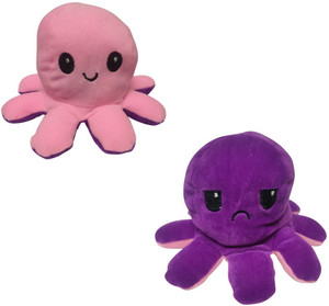 SRD Emotional (Happy/Sad) Reversible Mood Octopus Plush Toy, Cute ...