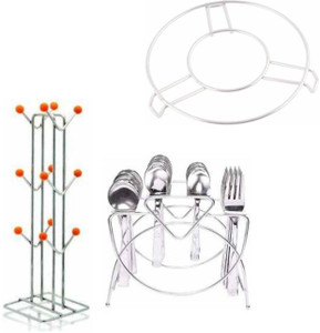 SHIVICREATIONS Cup Kitchen Rack Steel Stainless Steel Cup Stand and ...