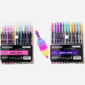 13House Metal and Pastel Neon Gel Pen 1.00mm Nib With Feather pen Gel ...