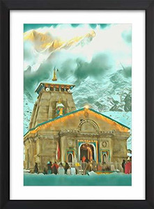 Kedarnath Temple Poster with Frame for Living Room, Bed Room, Office ...