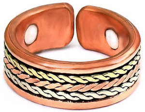 Rudra Centre Copper Ring in Brass, Silver & Copper Strips Design Copper ...