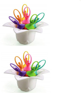 Gresspor Multicolor Plastic Dancing Doll Fruit Fork Set With Holder ...