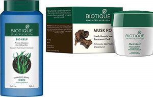 BIOTIQUE BIO MUSK ROOT NOURISHING TREATMENT HAIR PACK,230G & BIO KELP ...