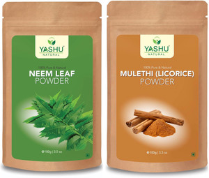 Yashu 100% Pure NEEM Leaf and MULETHI / LICORICE Face Powder for Pimple ...