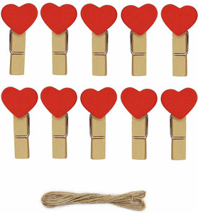 Brightlance Multipurpose Use Wooden Clips with Red Heart On It (pack of ...