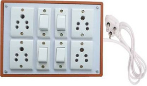 HRE Brown Extension Switch Board with 4 Sockets(5A) and 4 Switches(5A ...