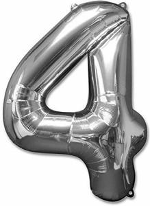 Promi Silver 16inch Birthday Foil 4 Number Helium Balloon Party ...