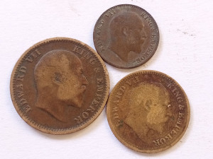 MANMAI COINS 3 DIFFERENT COINS SET - KING EDWARD ( KE VII ) - 1/4 , 1/ ...