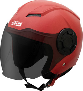 Steelbird Baron Open Face Helmet, ISI Certified Helmet in Dashing Red ...