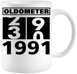 Sky Dot 30th Birthday Oldometer Made In 1991 white Ceramic Coffee Mug ...