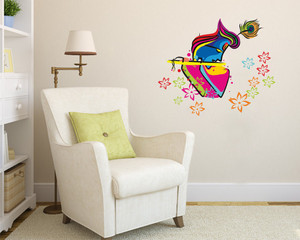 UNIQUE DECALS 125 cm decorative multicolour lord of krishna ji wall ...