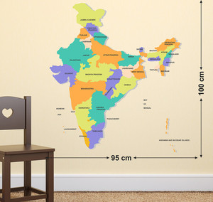 Zampyy 70 cm India Map Medium Vinyl Wallstickers (95 cm x 100 cm) Self ...