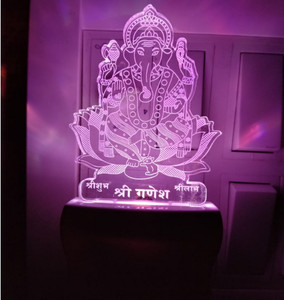 KRITAM 3D Ganesh Ji Design Acrylic Night Lamp with 7 Color Changing ...