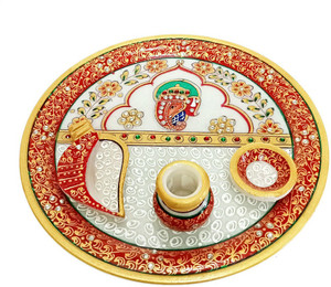Handicraft Kingdom Marble Puja Thali For Aarti| Designer Decorative ...