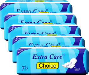 Extra Care Choice Sanitary Pads with Wings pack of 5 (7pcs) Sanitary ...