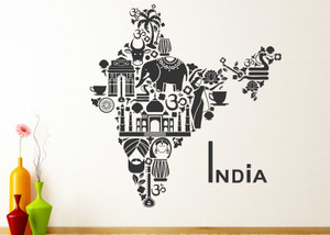 LANSTICK 96.52 cm INDIA MAP STICKER Self Adhesive Sticker Price in ...