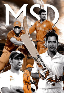 MS Dhoni Wall Poster For Home And office Décor With Gloss Lamination ...