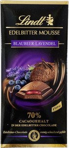 LINDT Blueberry & Lavender 70% Cacao Dark Mousse Chocolate 150 g Bars ...
