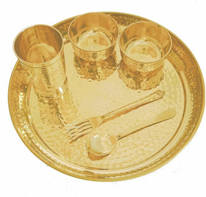 kitronics Pack of 6 Brass Brass Special Luxury Deluxe Look Golden Thali ...