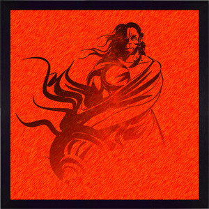 Ritwika's Abstract Wall Art Of Aggressive Hanuman With Frame for Home ...
