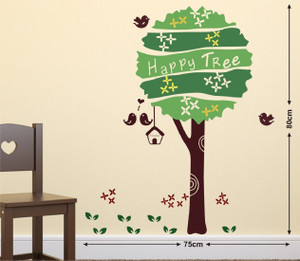 Zampyy 80 cm Happy Tree | Wall Stickers |PVC Vinyl| Non-Reusable ...