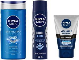 NIVEA Men Vitality Fresh Shower Gel 250 Ml , Men Cool Kick Deodorant ...