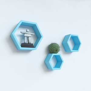 craftvice Wooden Hexagon Floating Wall Shelves (Set of 03) | Engineered ...