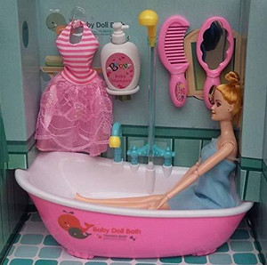 IndusBay Shower Doll Cute Bath Tub Toy for Girls 13-Inch Bathtime Doll ...