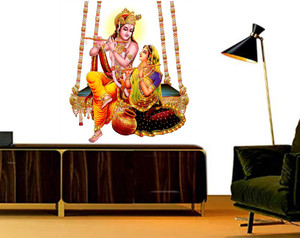 DivineDesigns 61 cm Radha Krishna Wall Sticker ( Cover Area :- 61 X 61 ...