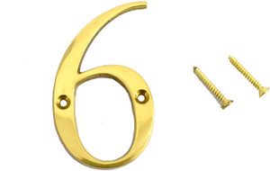 Wigano 3" House Door Numbers Brass Yellow (Number 6) Sign Price in ...