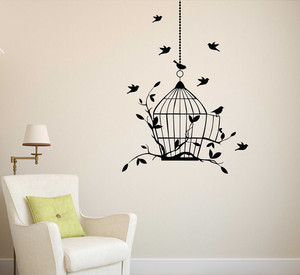 Tuffuk 100 cm Birds Cage | Wall Stickers | PVC Vinyl | Non-Reusable ...