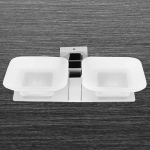 DOCOSS Glass Double Soap Holder for Bathroom Anti Rust Dual Soap Stand ...