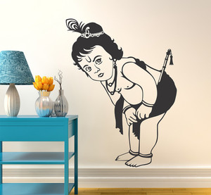 Dumdic 80 cm Little Lord Krishna Black Large Vinyl Wallsticker (80 cm x ...