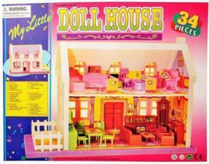 KC COLLECTION 34 pieces Complete Doll House / Doll House Play Set ...