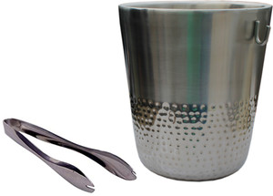 SHAHI 3 L Steel Stainless Steel Double Walled Hammered Ice Bucket With ...
