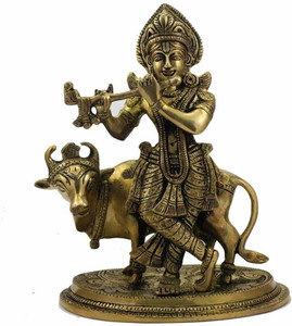 Maa Mangala Hand made Brass Idol Of Lord Krishna And Calf Decorative ...
